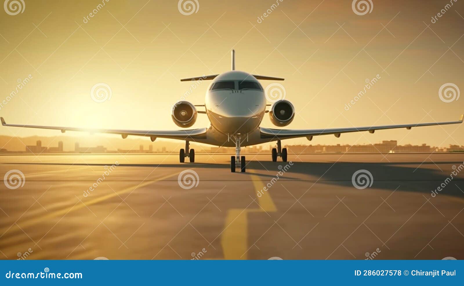 A Plane is on the Runway with the Front Stock Illustration ...