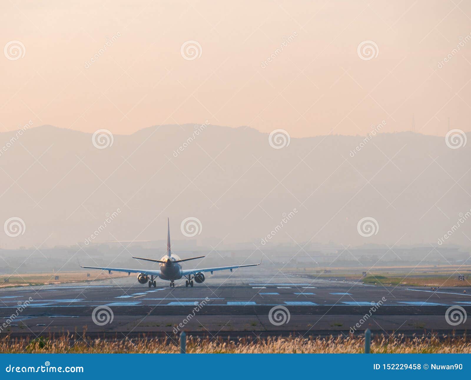 The Plane is on the Runway for Preparing To Take Off Stock Photo ...