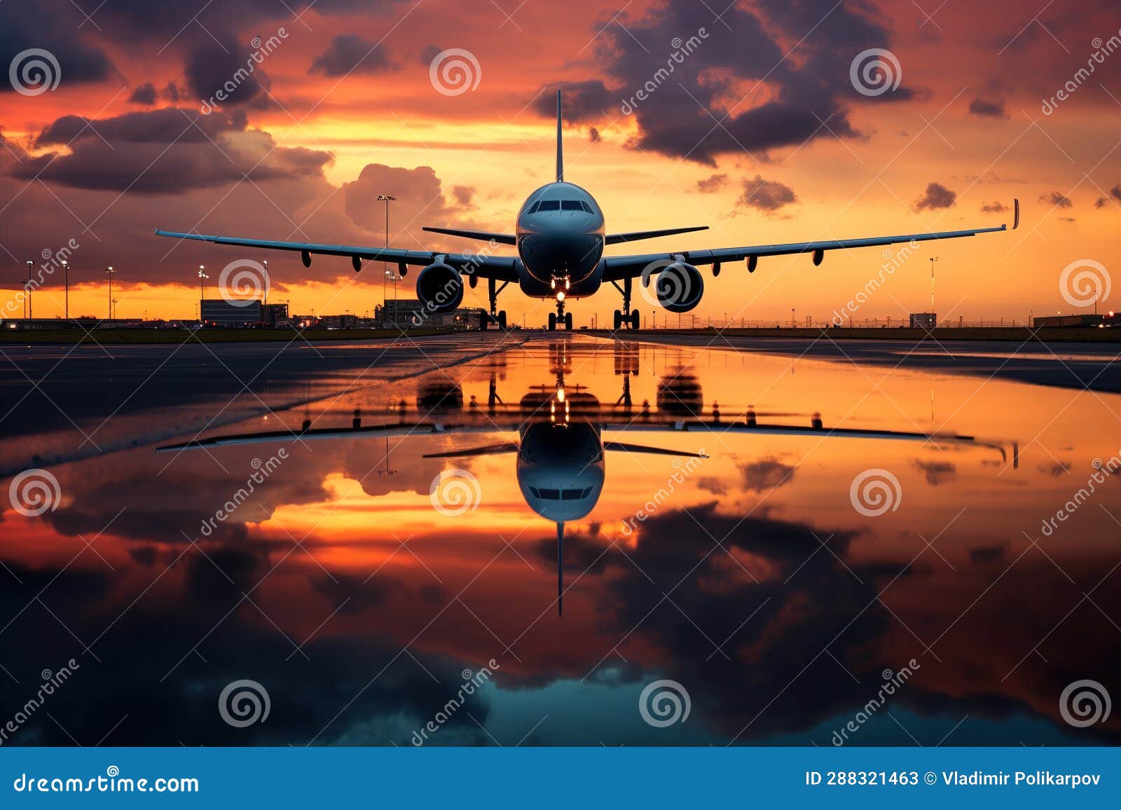 Plane on the Runway at Sunset Stock Image - Image of arrival, tourism ...
