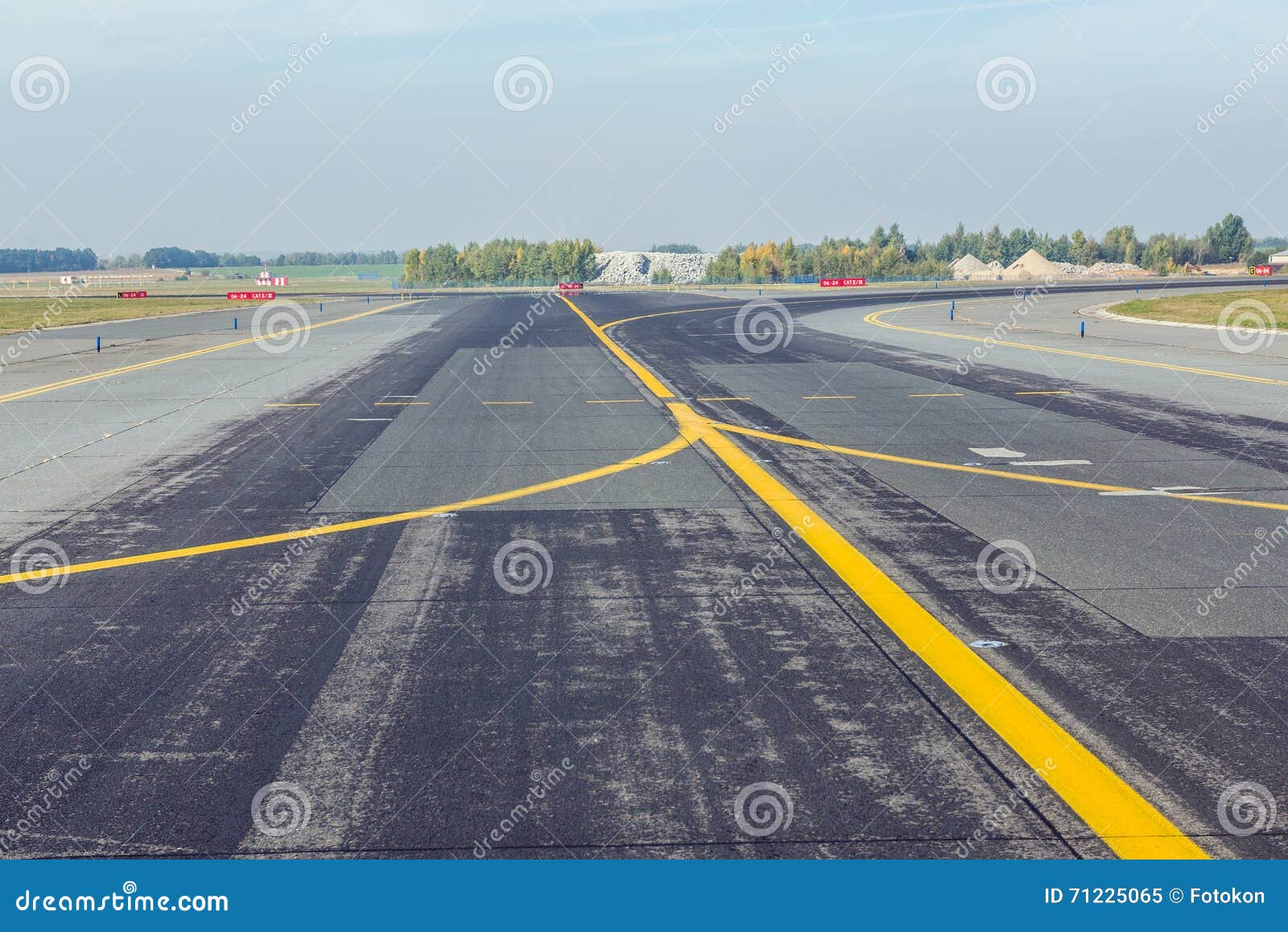 Plane runway stock image. Image of yellow, stripes, lane - 71225065