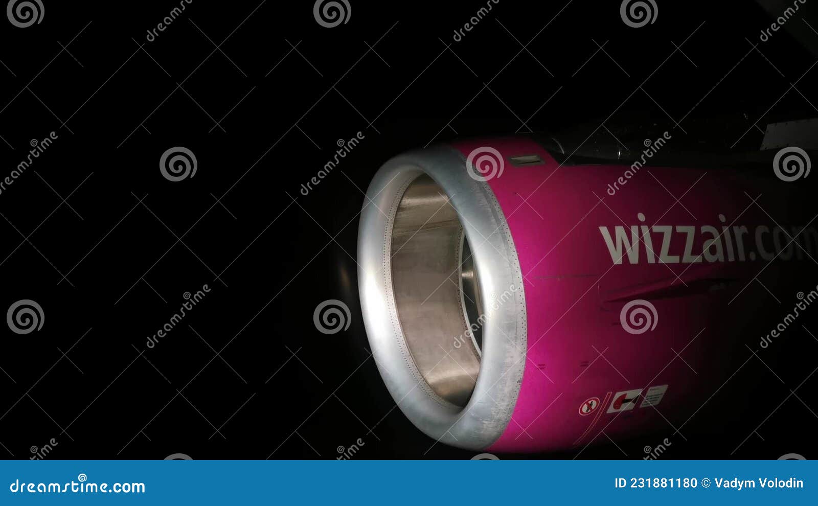 The Plane`s Engine is Illuminated by the Plane`s Auxiliary Searchlight ...