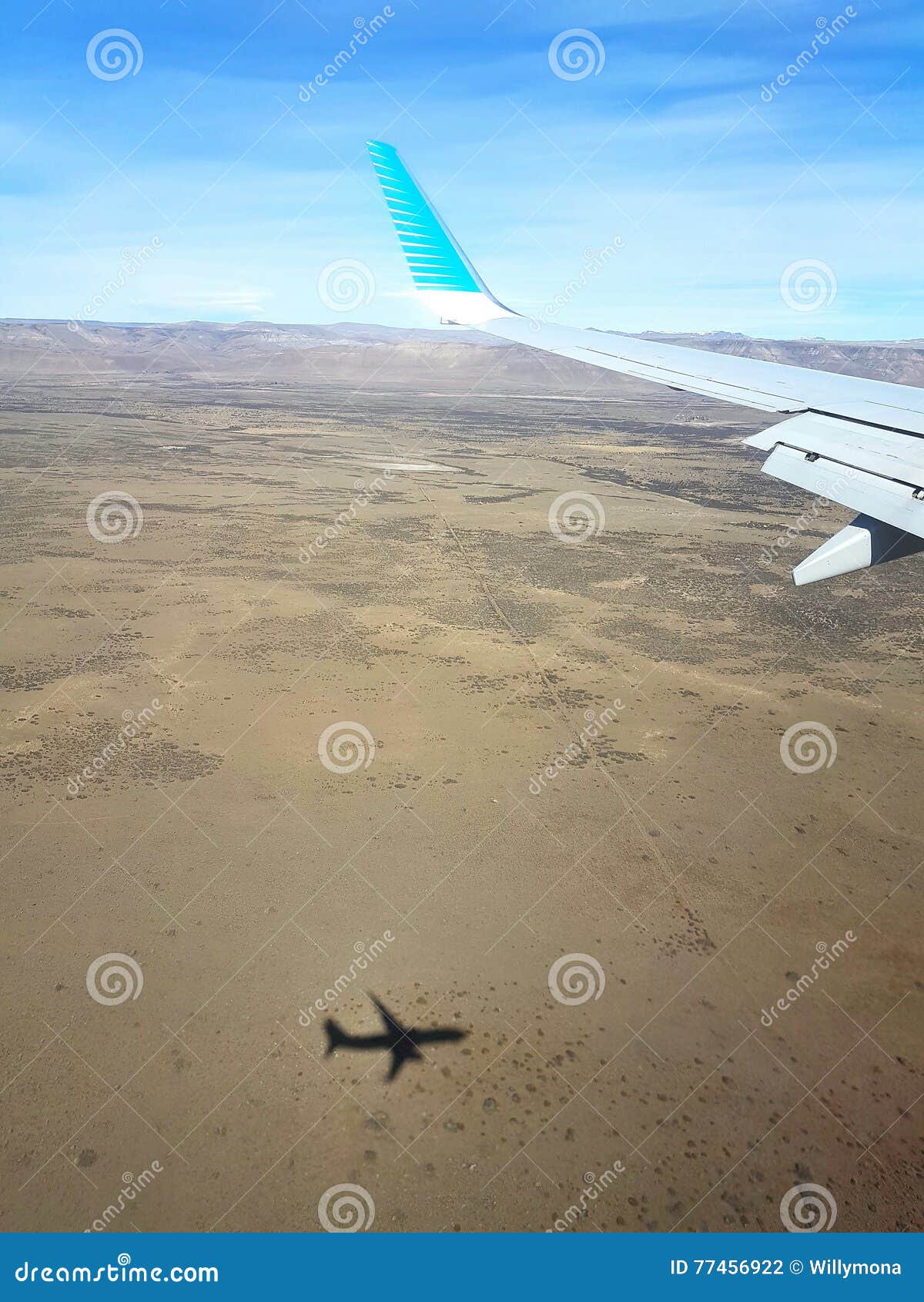 Plane shadow stock photo. Image of wings, airplane, patagonic - 77456922