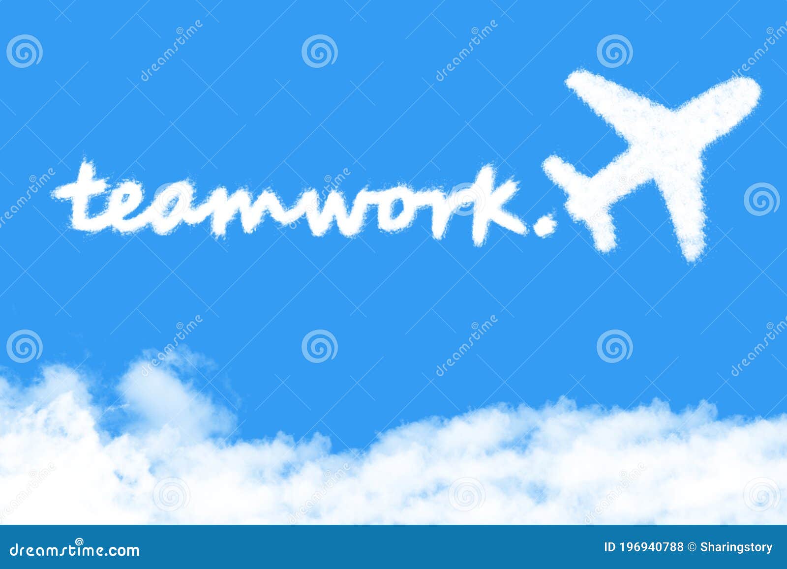Plane Shape Clouds Teamwork , Business Concepts Stock Illustration ...