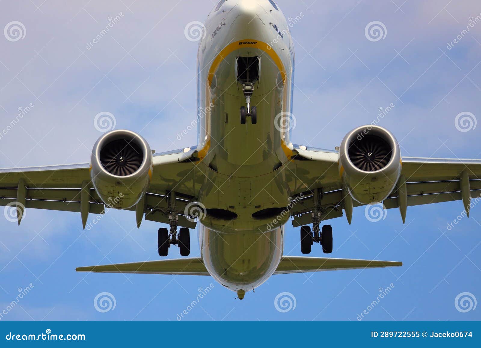 A Plane from the Side Approaching for Landing, Against the Background ...