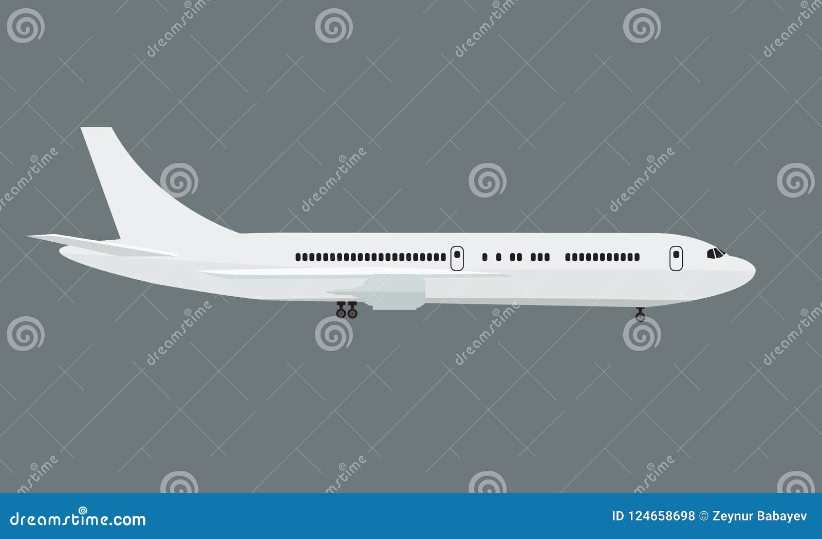 Plane with Side View Mock Up. Flat and Solid Color Vector Illustration ...