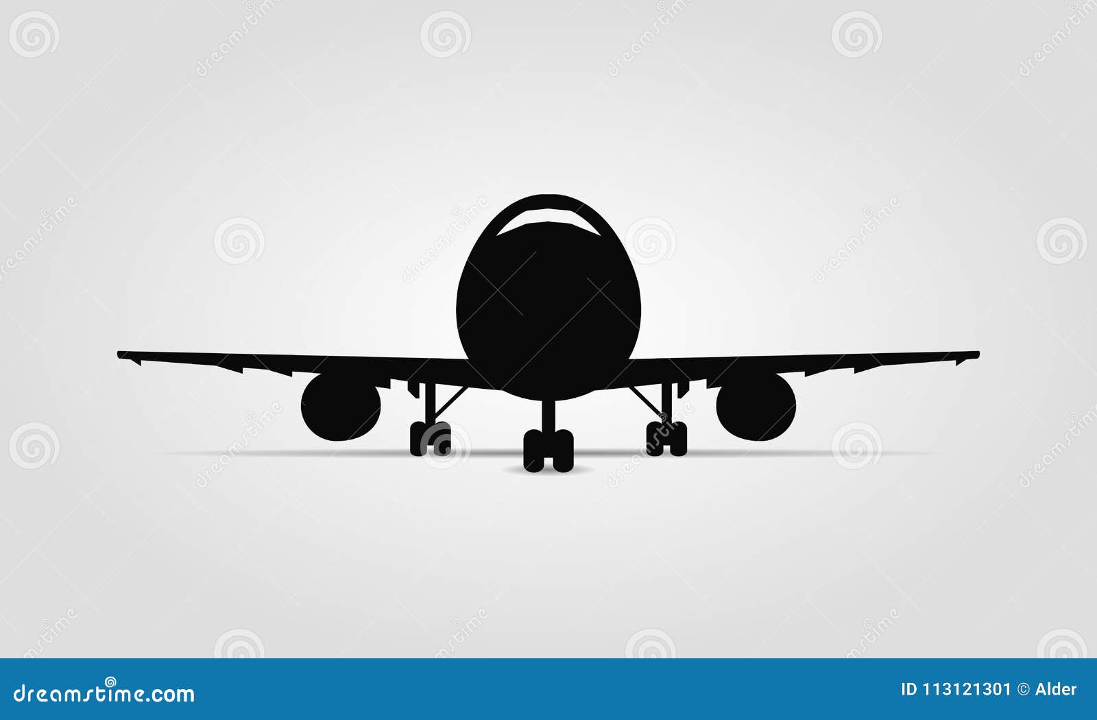 Plane Silhouette Front View Stock Vector - Illustration of vector ...