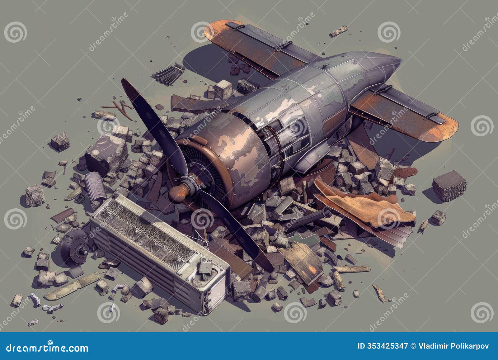 A Plane is Sitting on a Pile of Rubble. Suitable for Aviation or ...