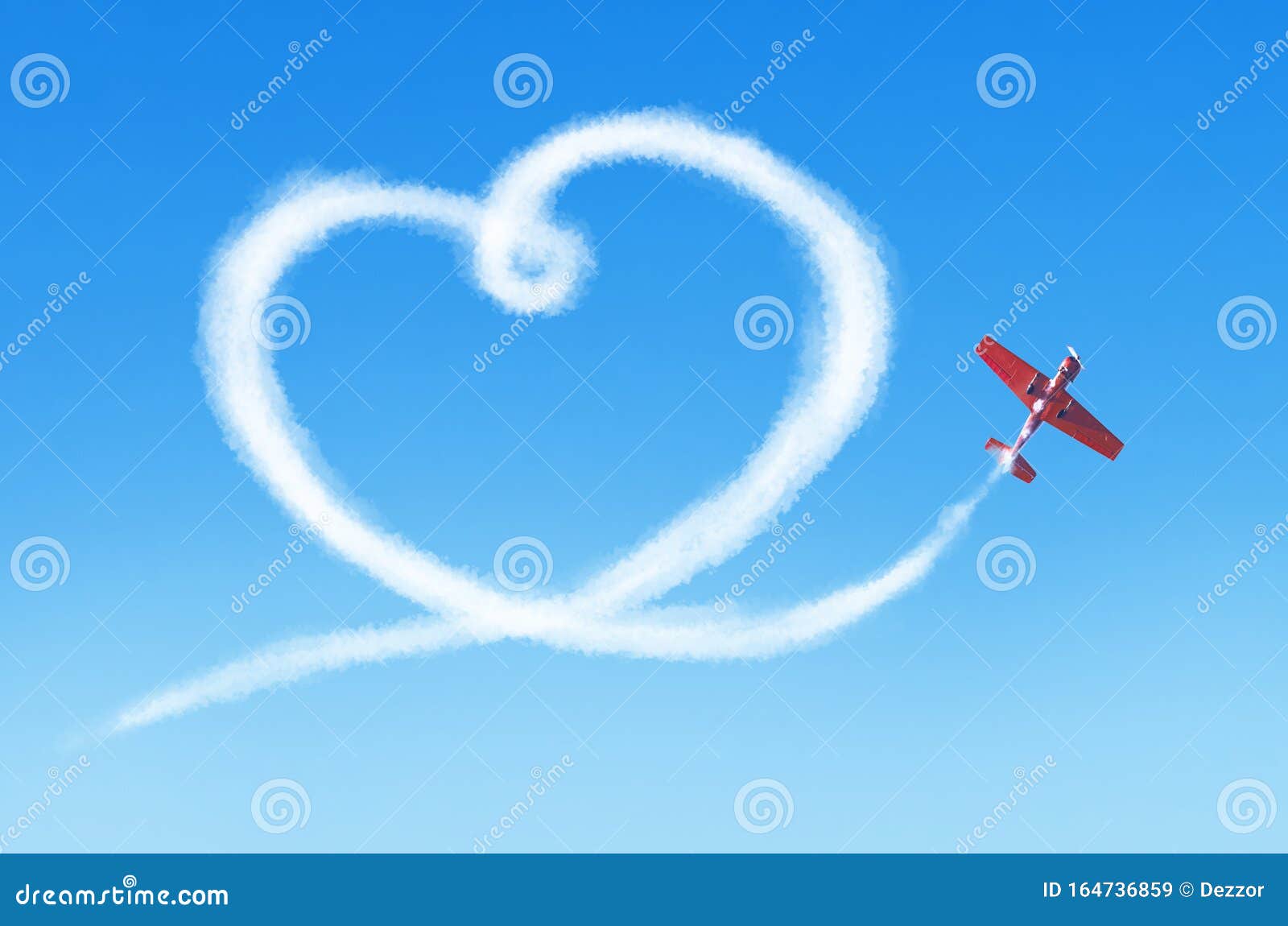 Plane in the Sky Draws a Smoke Heart Stock Image - Image of ...