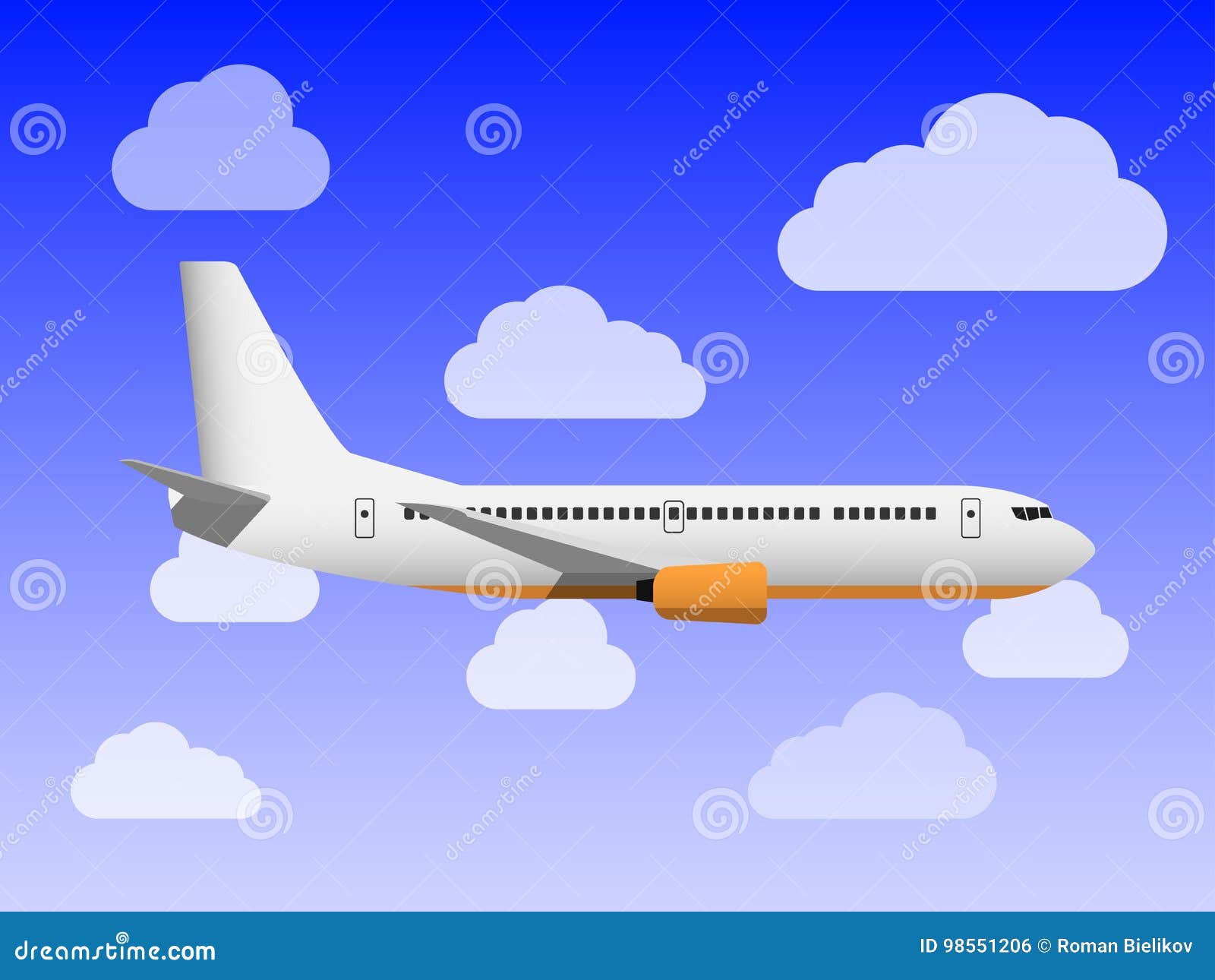 Plane in the sky stock vector. Illustration of journey - 98551206