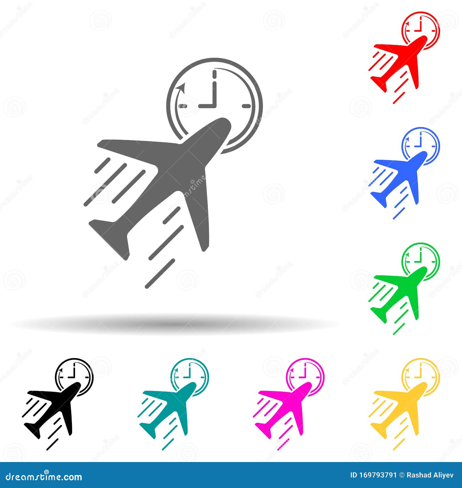 Plane Speed Multi Color Style Icon. Simple Glyph, Flat Vector of Speed ...