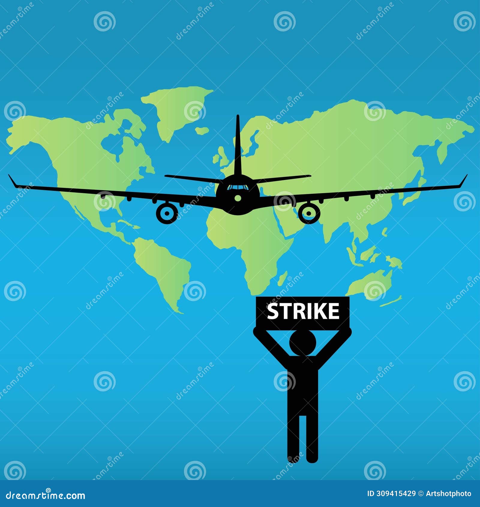 Silhouette of a Person with the Message Strike in Front of a Plane ...
