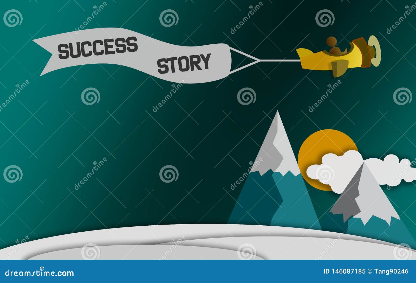 Plane with Success Story Banner Stock Illustration - Illustration of ...
