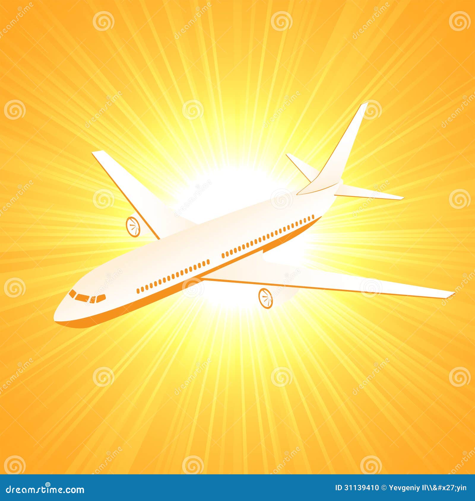Plane On Sun Background Vector Illustration | CartoonDealer.com #31139410