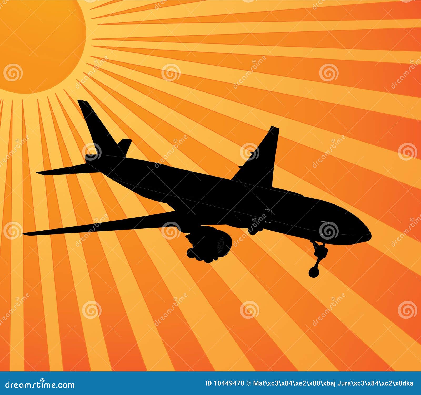 Plane sunset stock illustration. Illustration of gold - 10449470