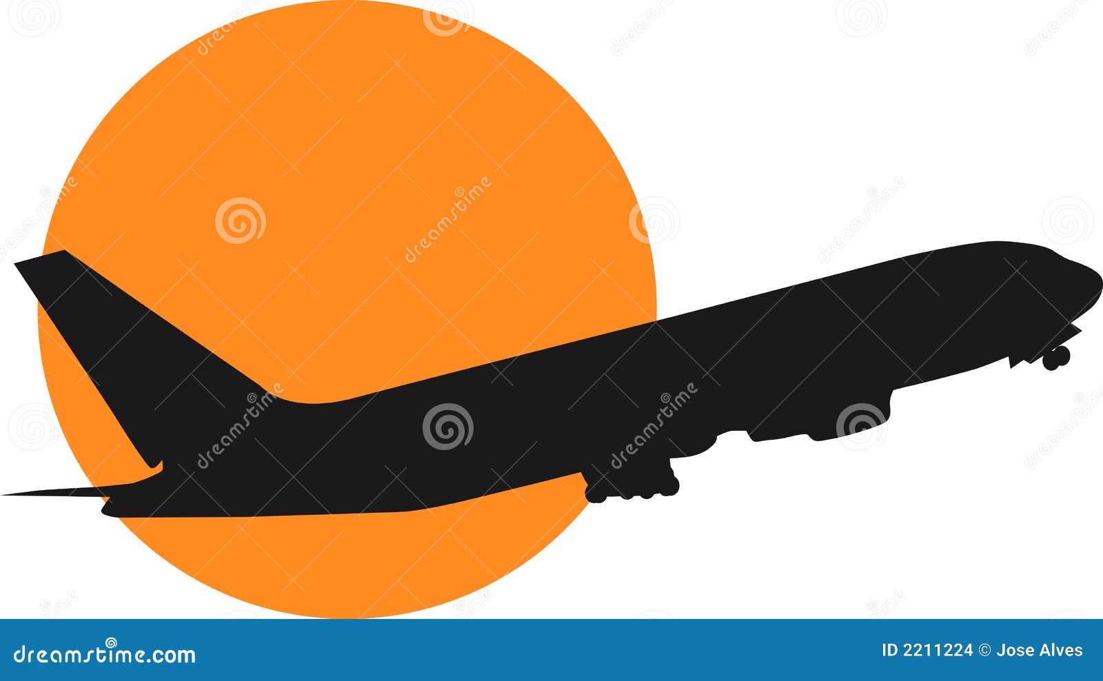 Plane in the sunset stock vector. Illustration of black - 2211224