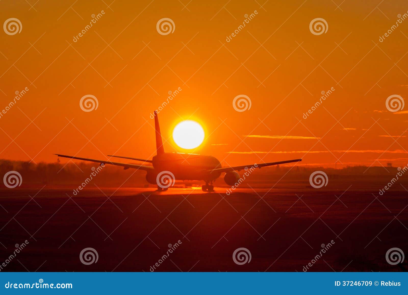 Plane in sunset stock image. Image of evening, orange - 37246709