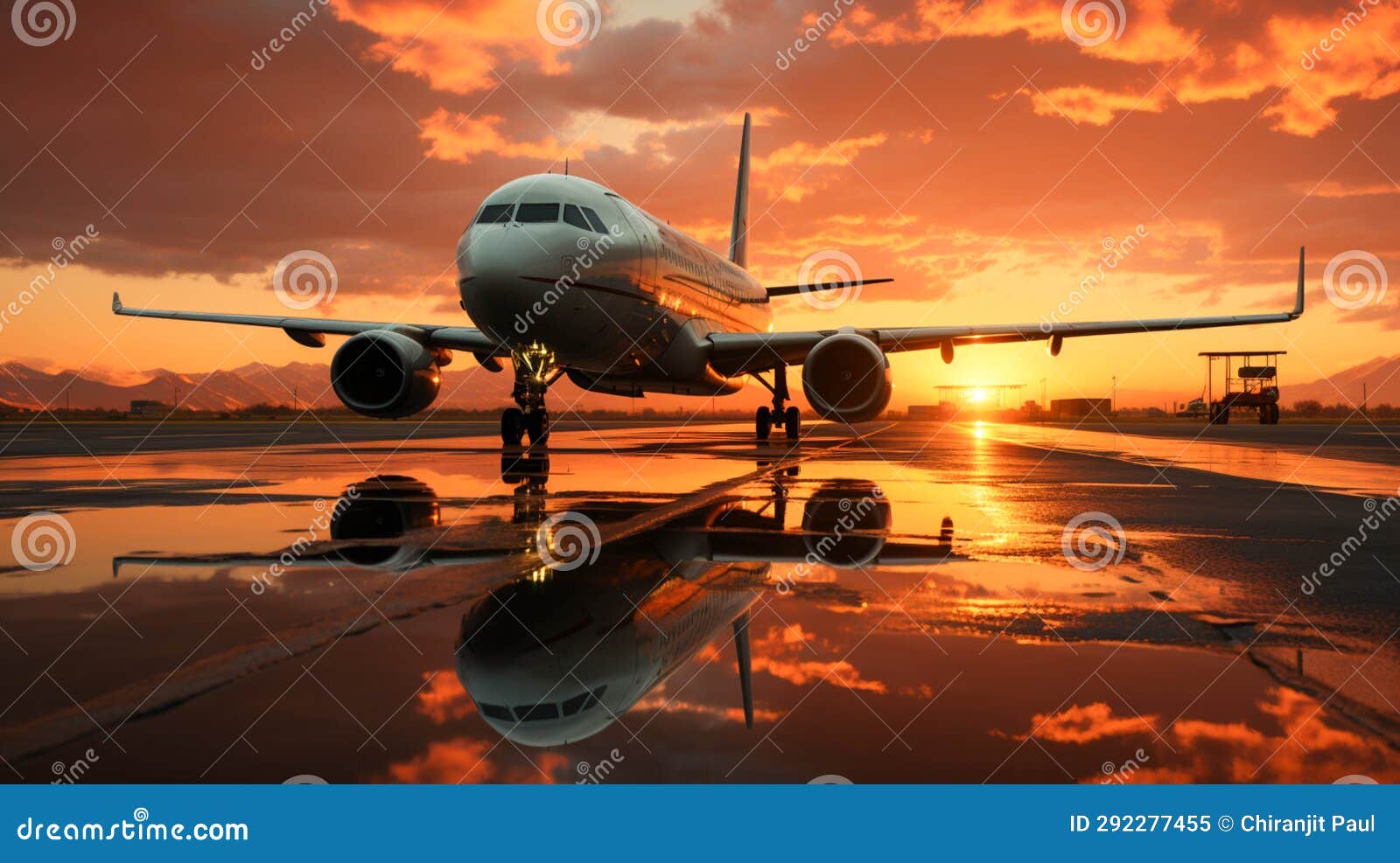 A Plane Take Off from the Runway at Sunset Stock Image - Image of ...