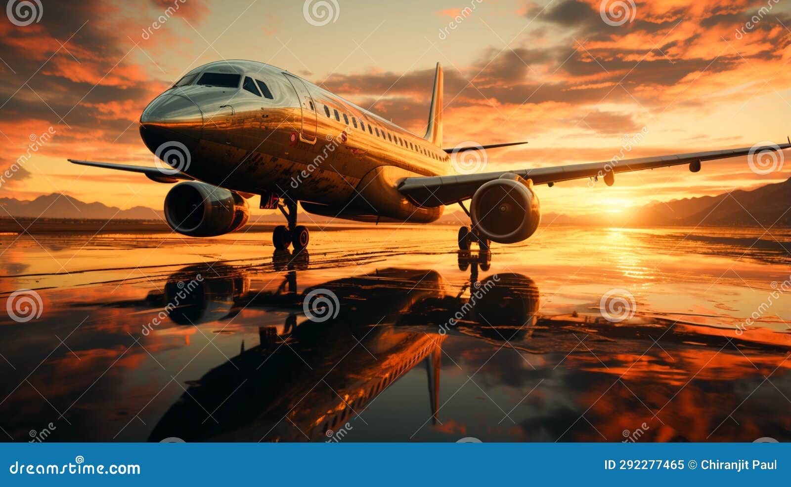 A Plane Take Off from the Runway at Sunset Stock Image - Image of ...