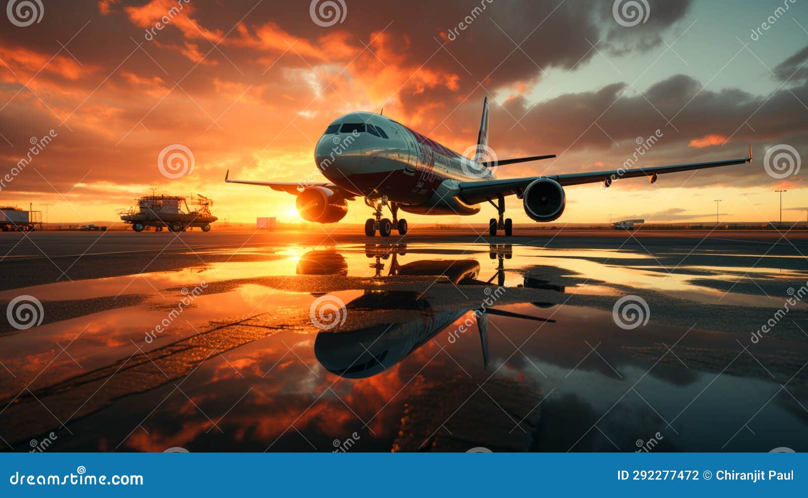 A Plane Take Off from the Runway at Sunset Stock Photo - Image of ...