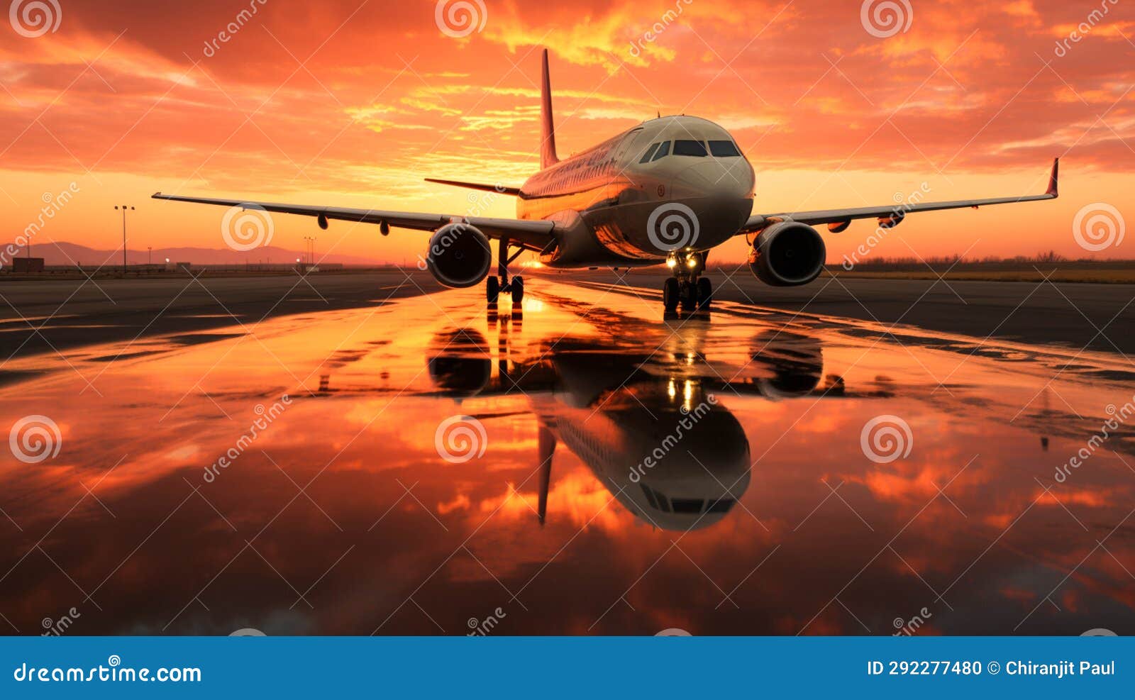 A Plane Take Off from the Runway at Sunset Stock Photo - Image of ...