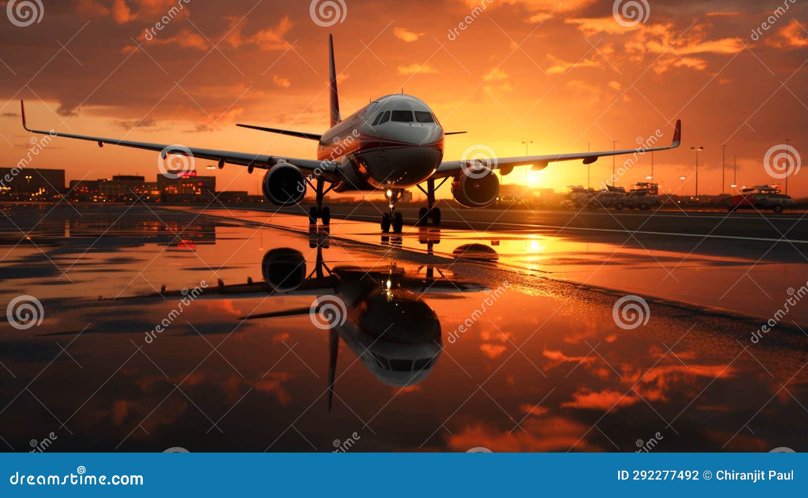 A Plane Take Off from the Runway at Sunset Stock Photo - Image of ...