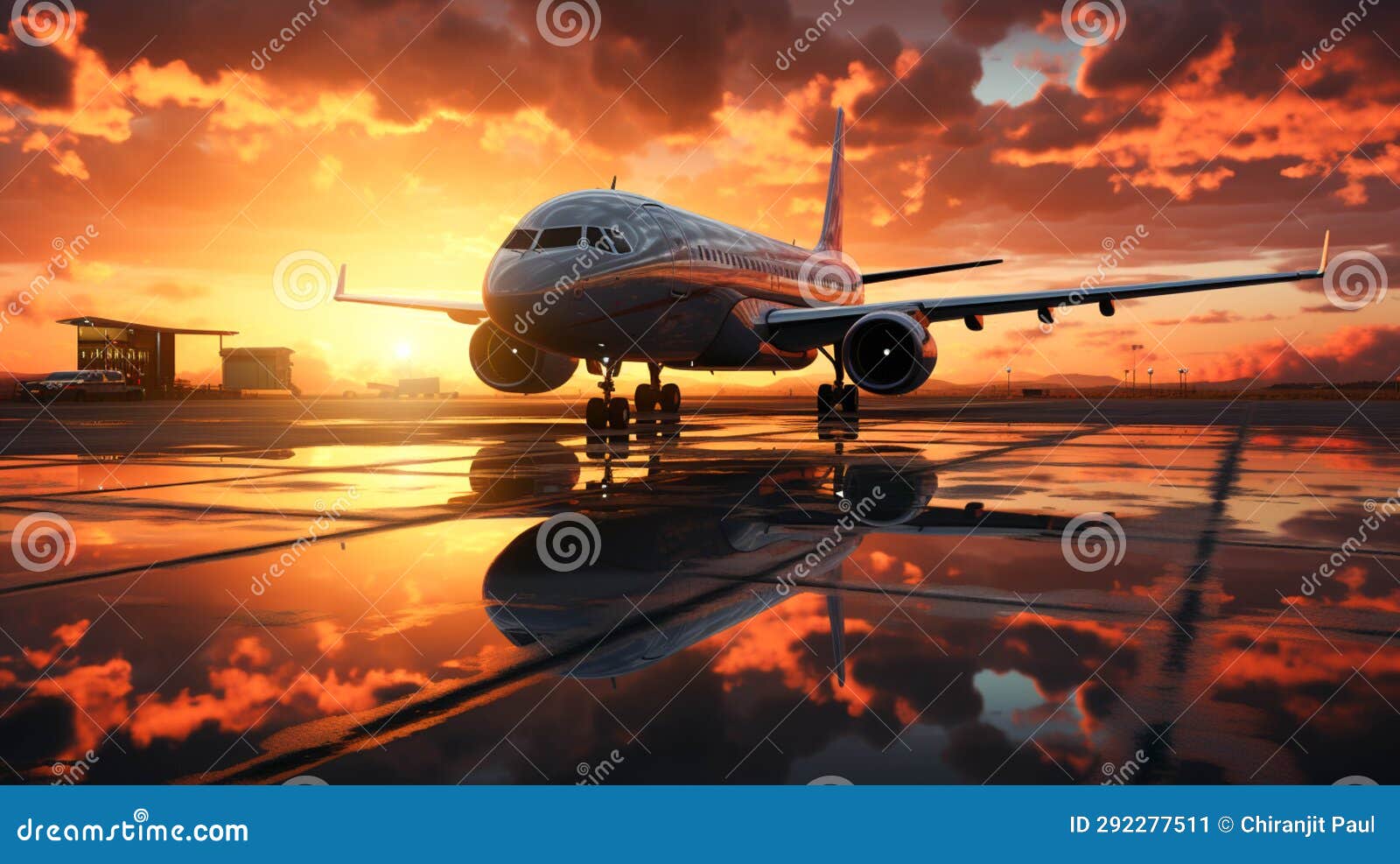 A Plane Take Off from the Runway at Sunset Stock Image - Image of ...