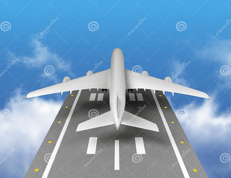 The Plane Takes Off. Back View Stock Illustration - Illustration of ...