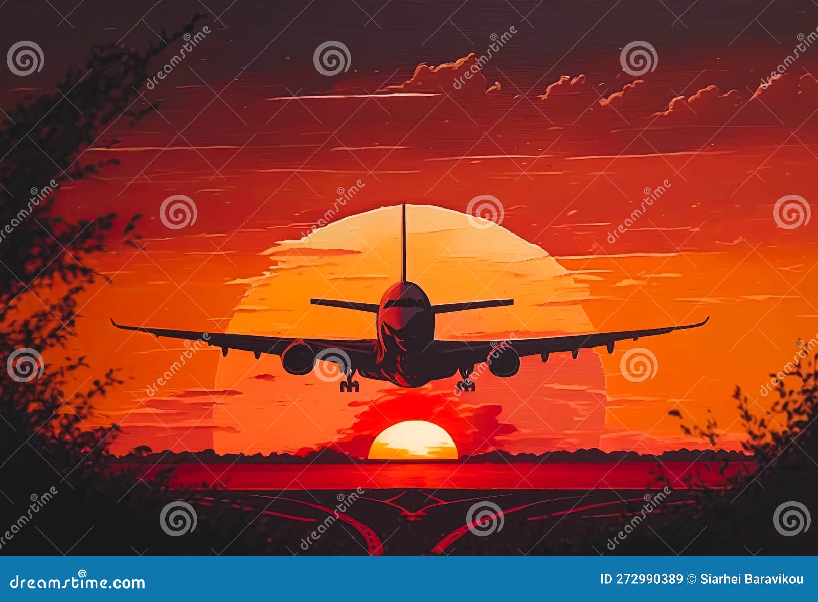 A Plane Takes Off From A Runway Soaring Into The Sky And Heading ...
