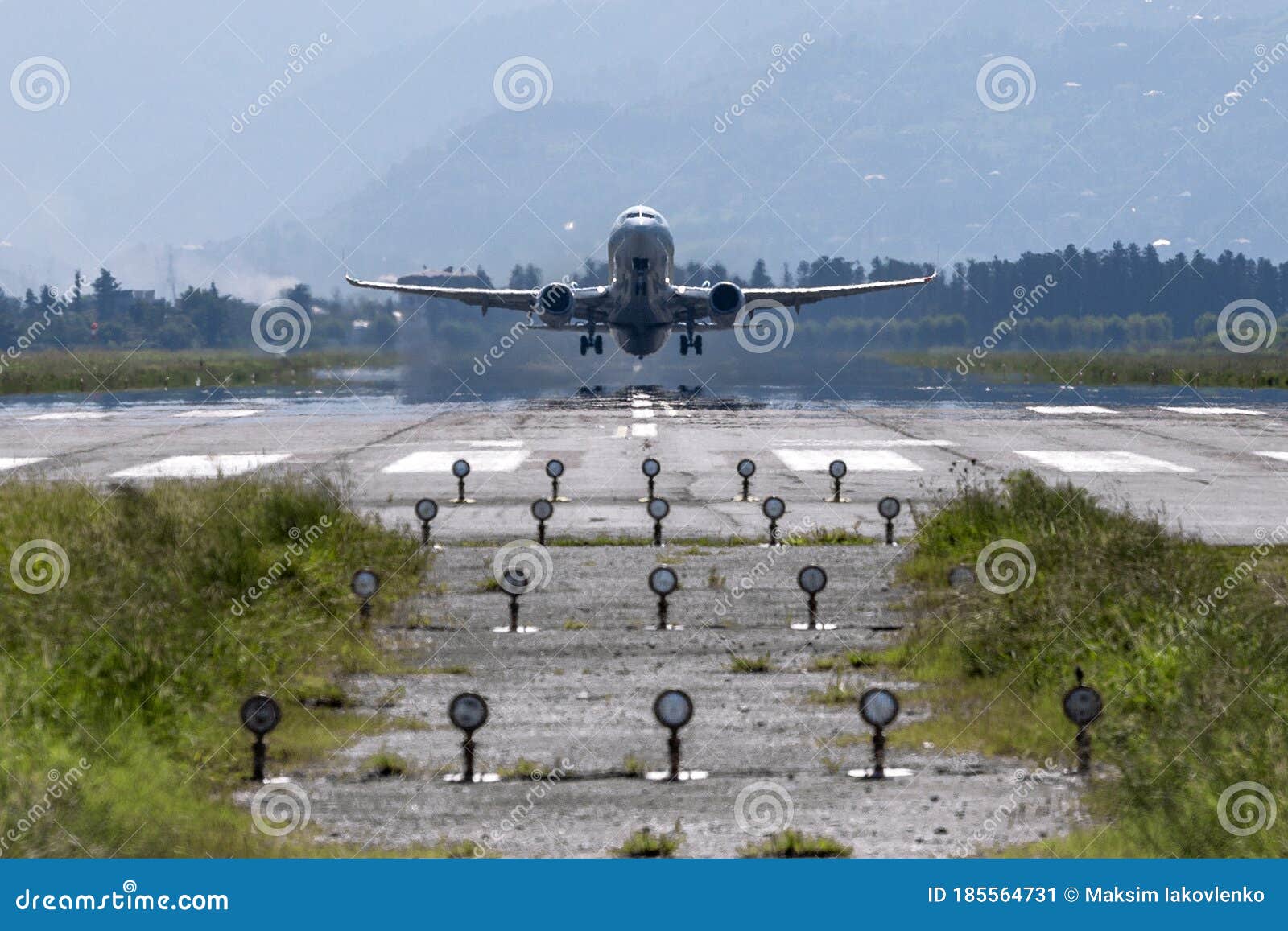 A the Plane Takes Off from the Runway Stock Image - Image of airtravel ...
