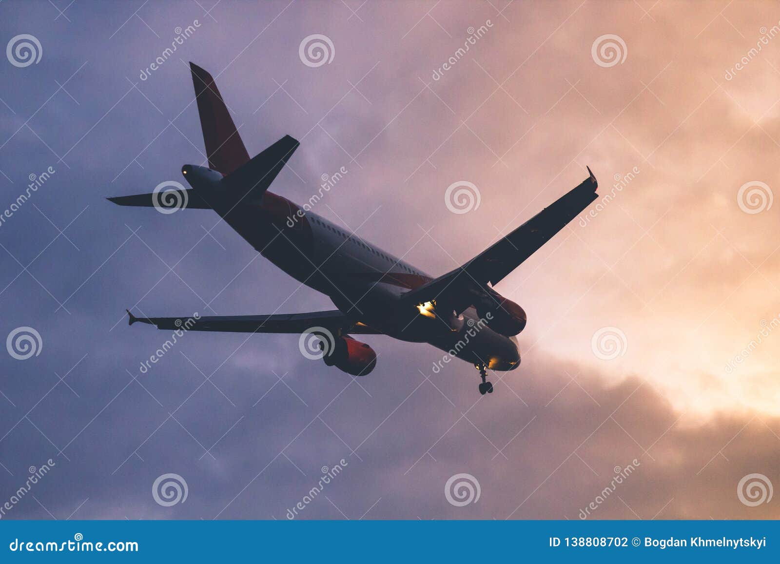 The Plane Takes Off from Twilight in the Direction of the Rising Sun ...