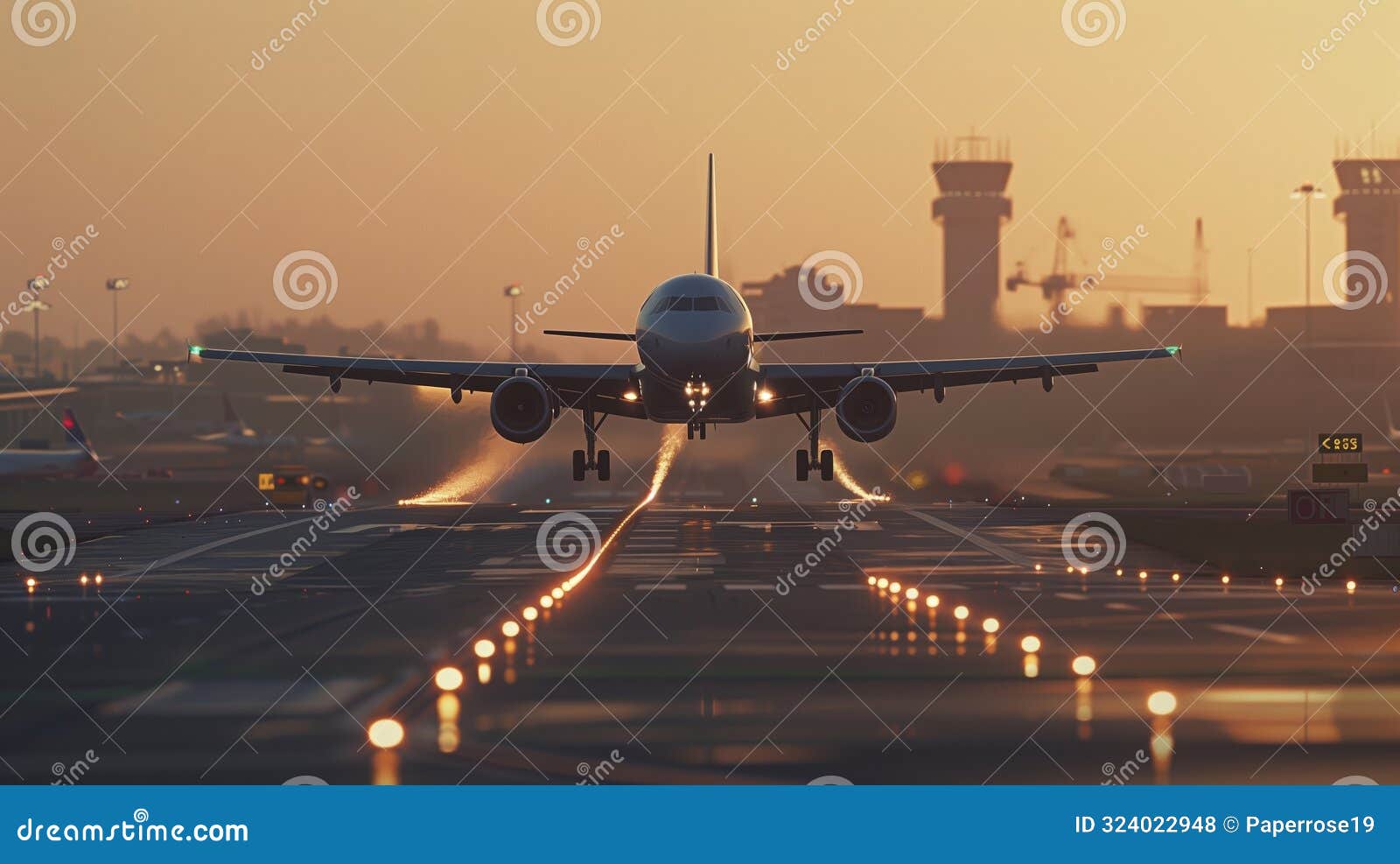 A Plane Taking Off from an Airport Stock Photo - Image of concept ...