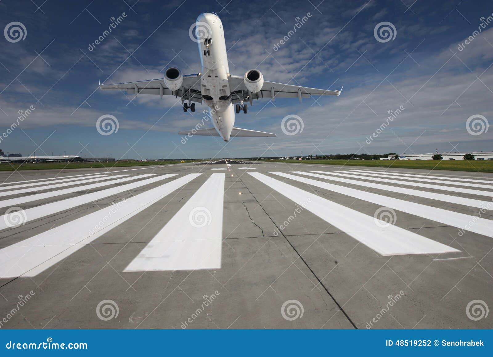 Plane taking off stock photo. Image of aviation, nose - 48519252