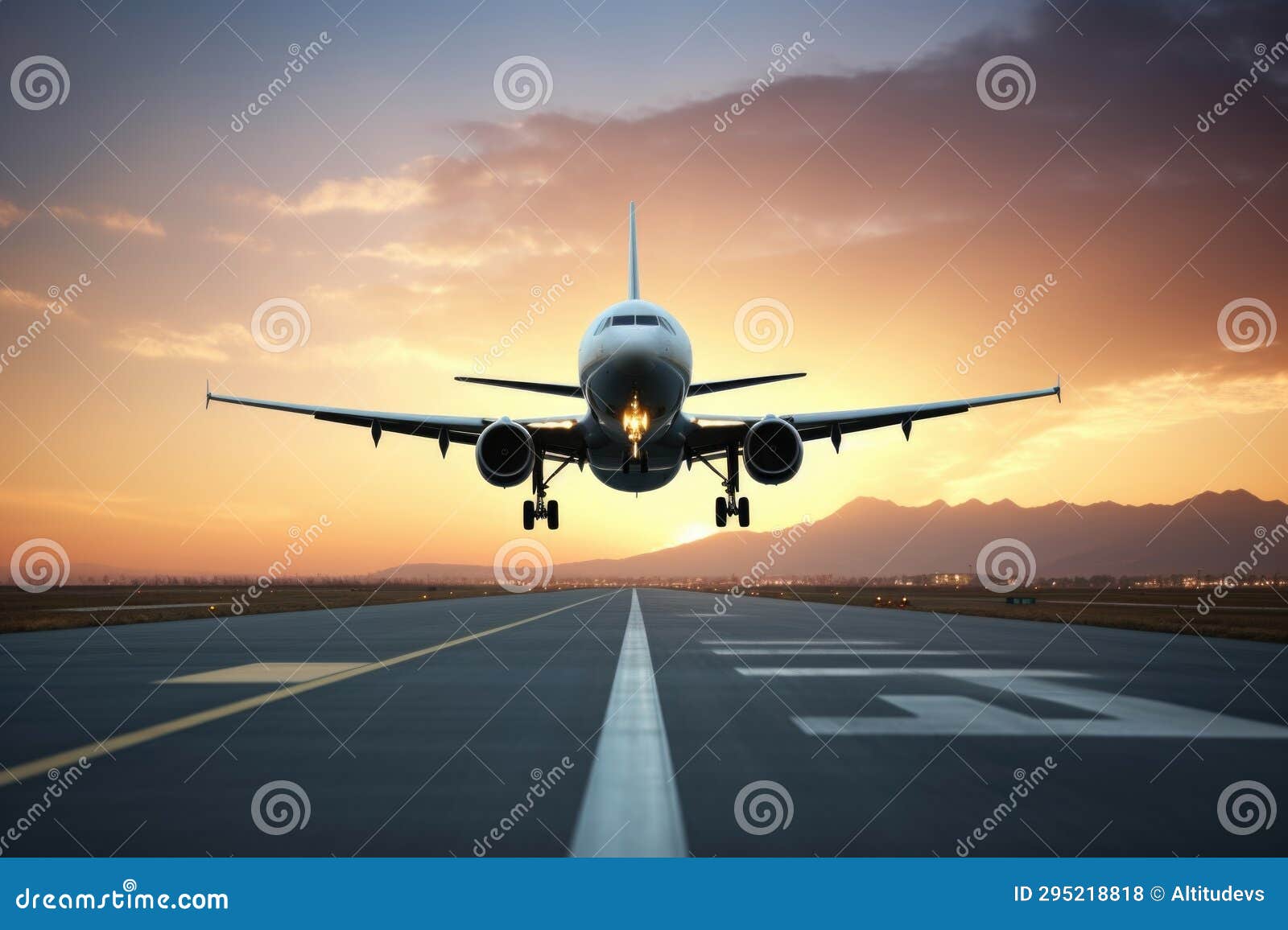 A Plane Taking Off from a Run-away Stock Photo - Image of motion ...