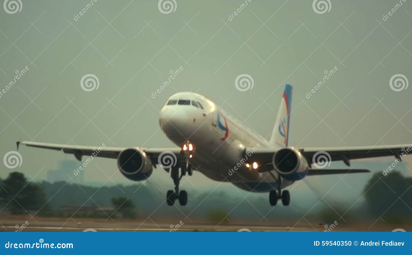 Plane taking off runway stock footage. Video of flight - 59540350