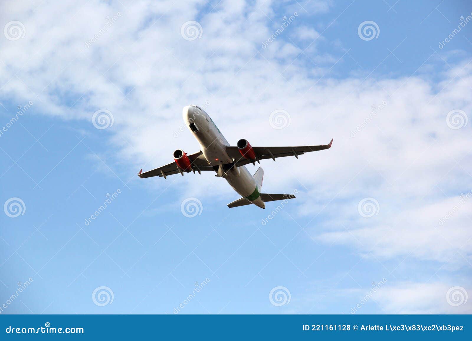 Plane Taking Off from the Runway, Flying through the Clouds, Increasing ...