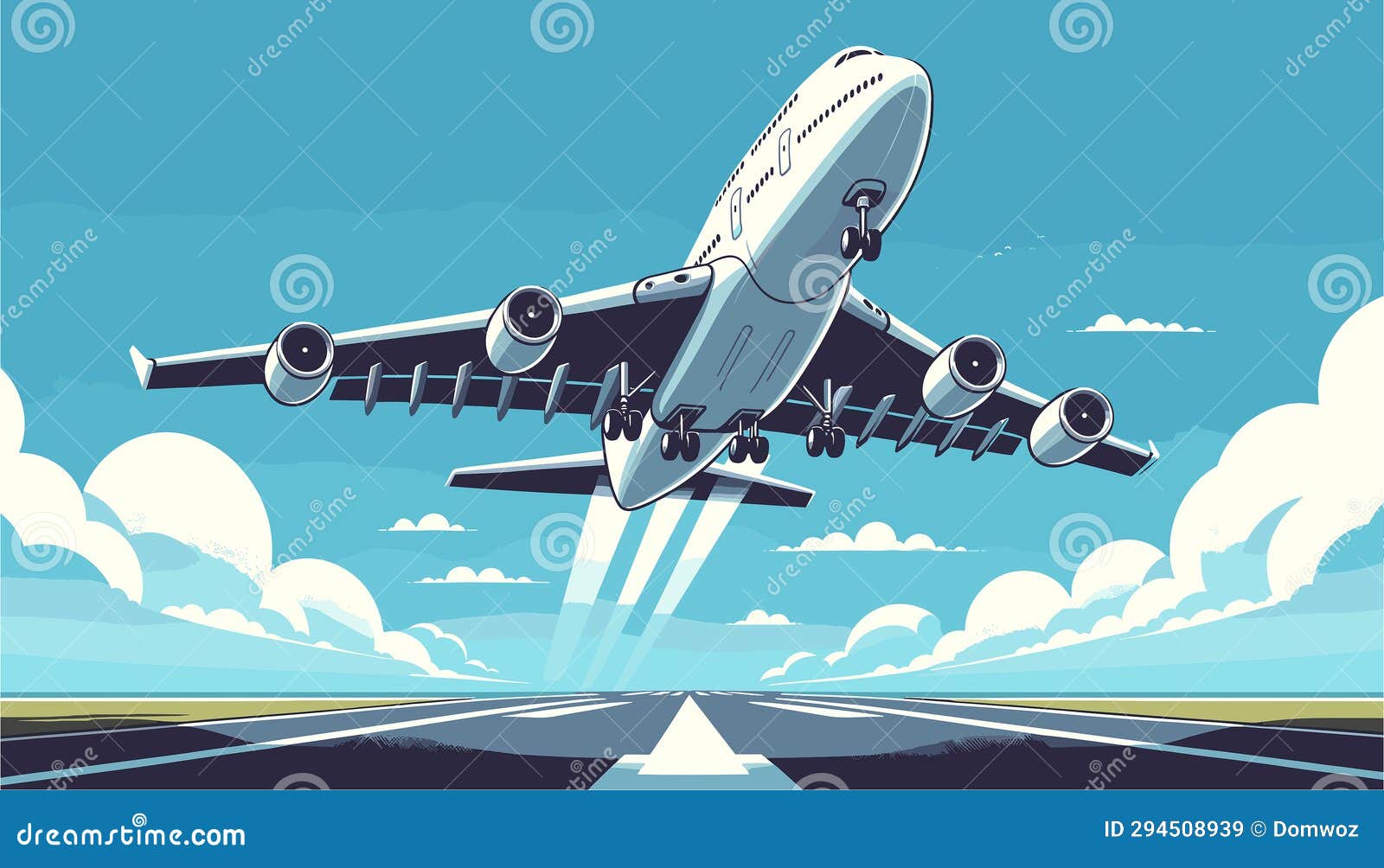 A Plane is Taking Off from the Runway Stock Vector - Illustration of ...