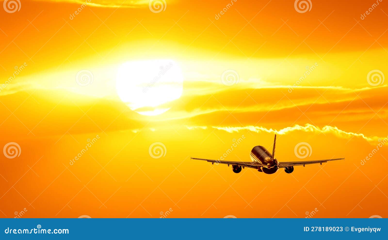 Plane is Taking Off at Sunset Stock Image - Image of passenger, summer ...