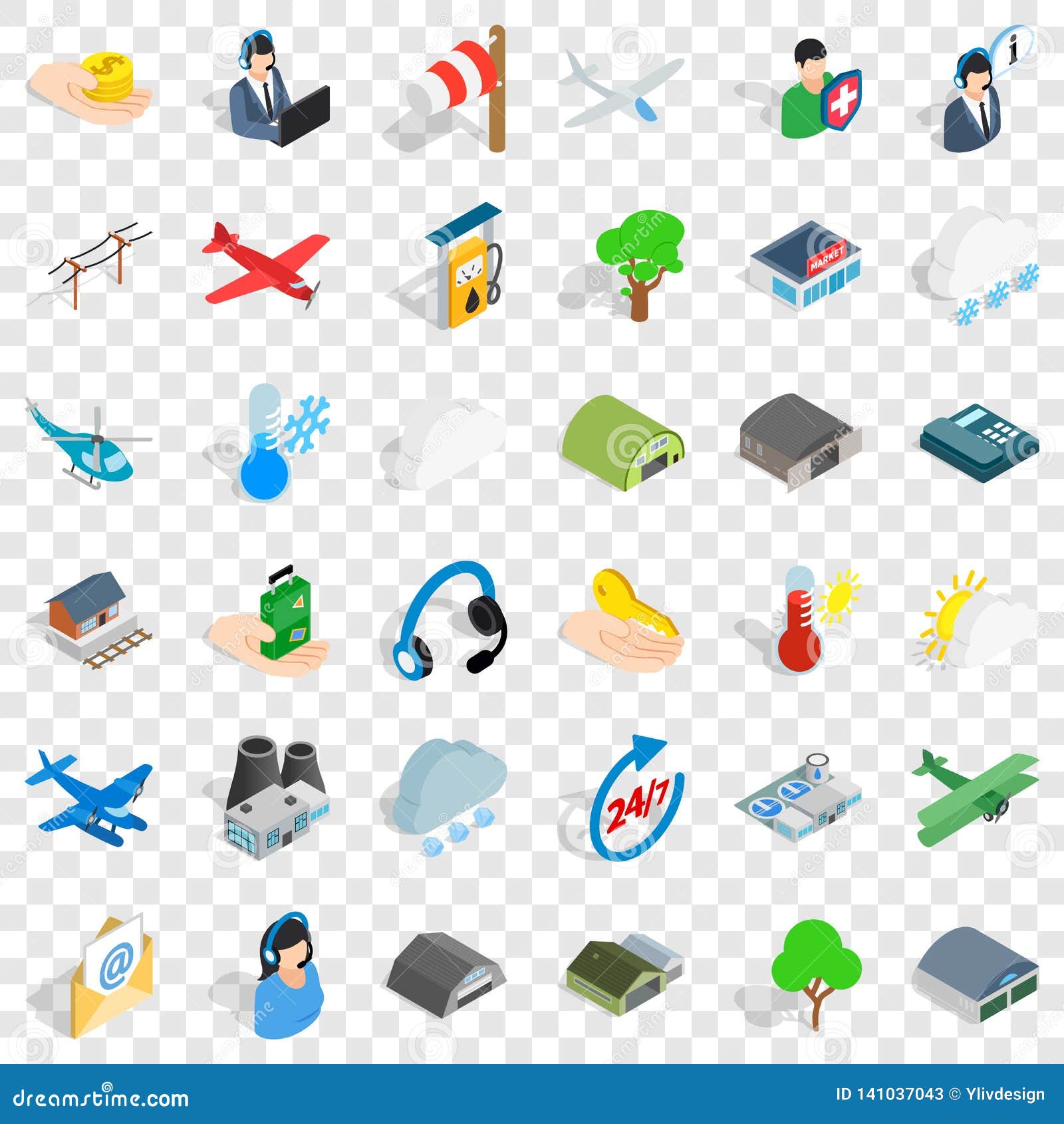 Plane Terminal Icons Set, Isometric Style Stock Vector - Illustration ...