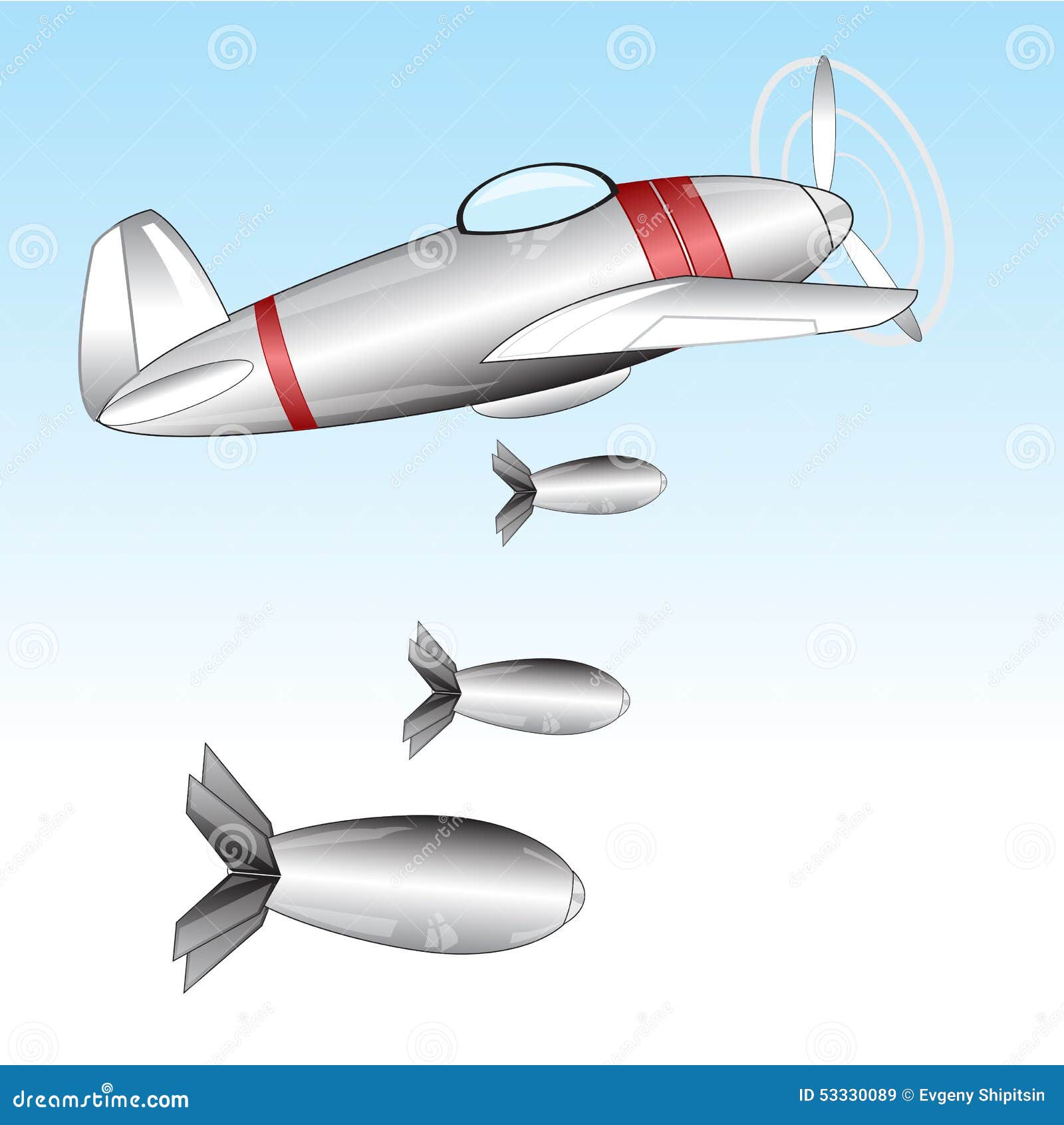 Plane throws bombs stock illustration. Illustration of conflict - 53330089