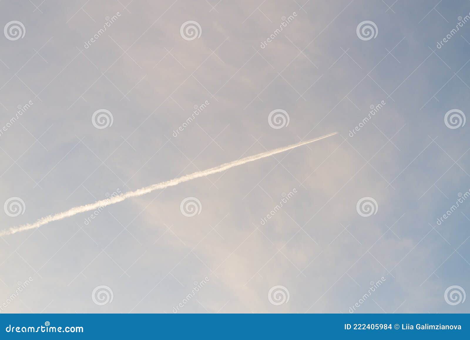 Plane trace in the sky stock photo. Image of travel - 222405984