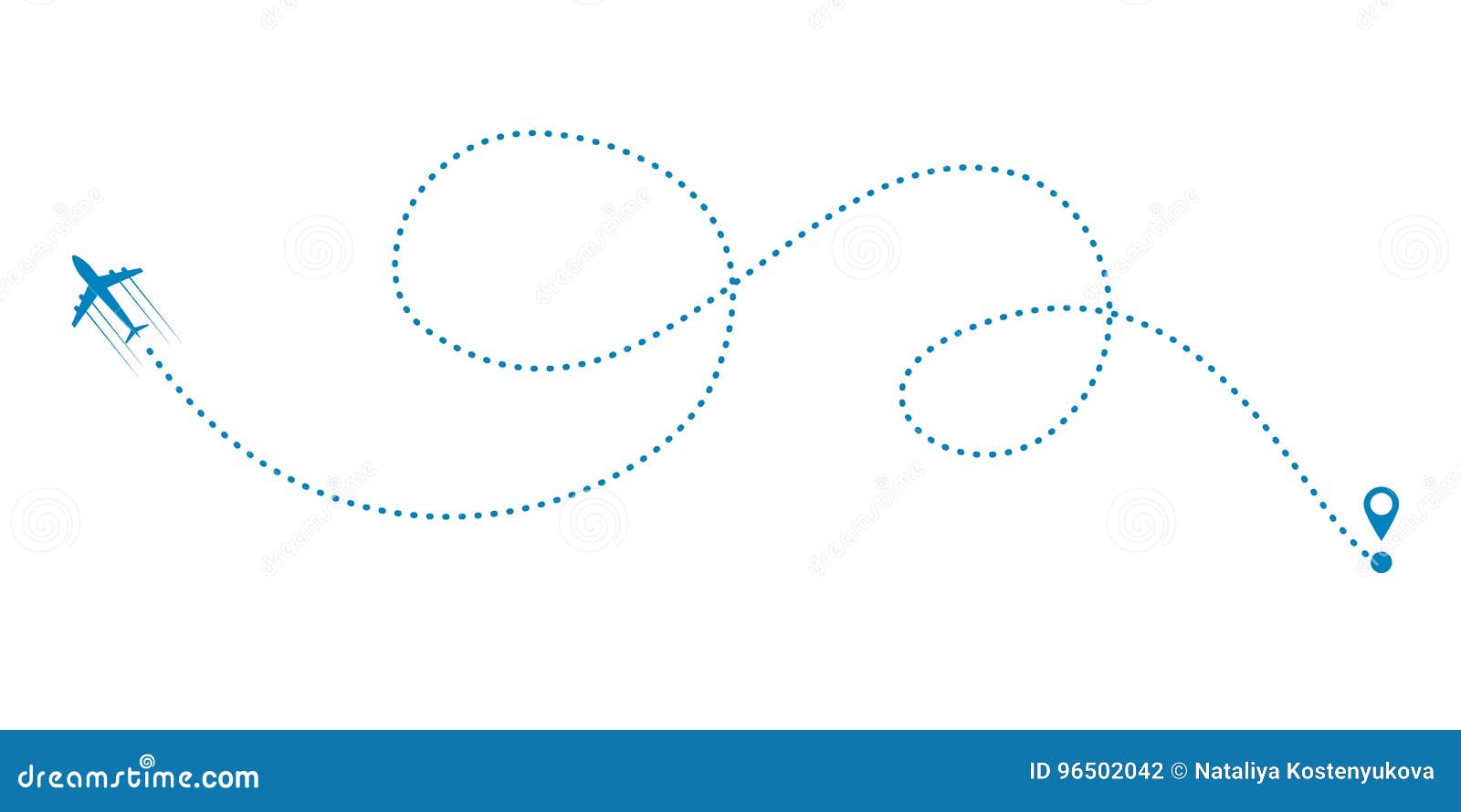 Plane and track stock vector. Illustration of dotted - 96502042