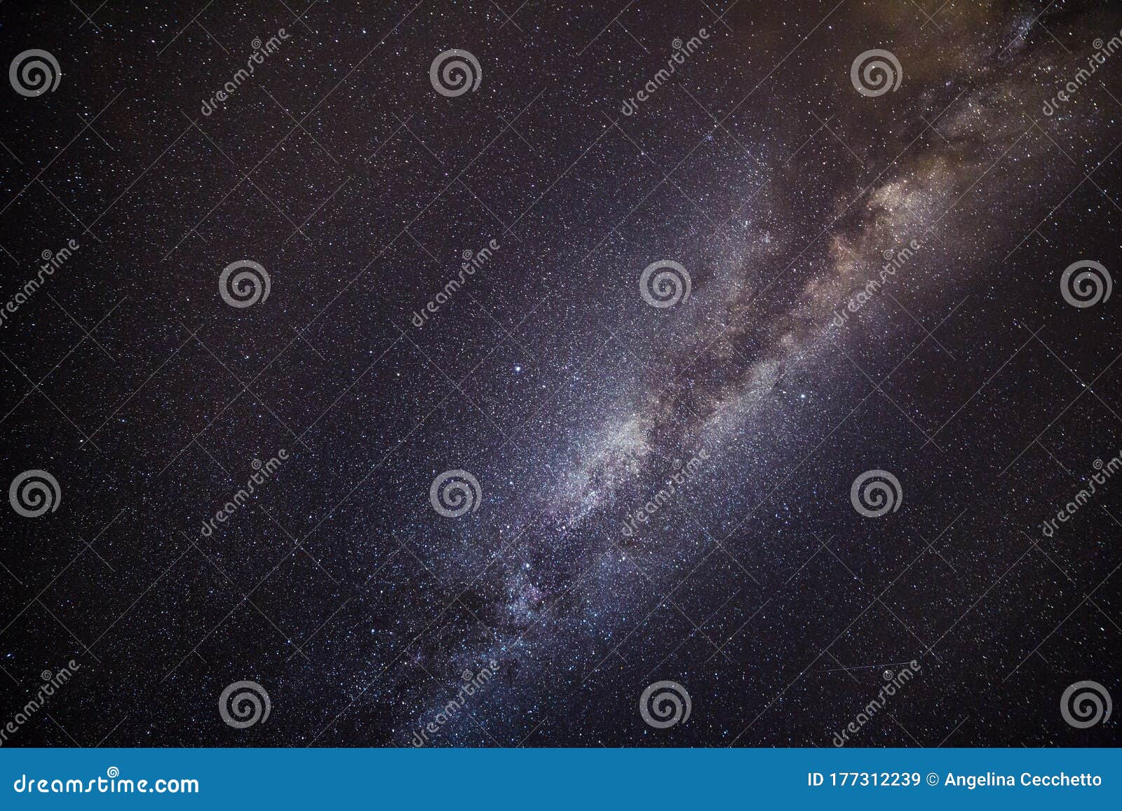 Plane Trail Crossing The Milky Way And Starry Sky Royalty-Free Stock ...