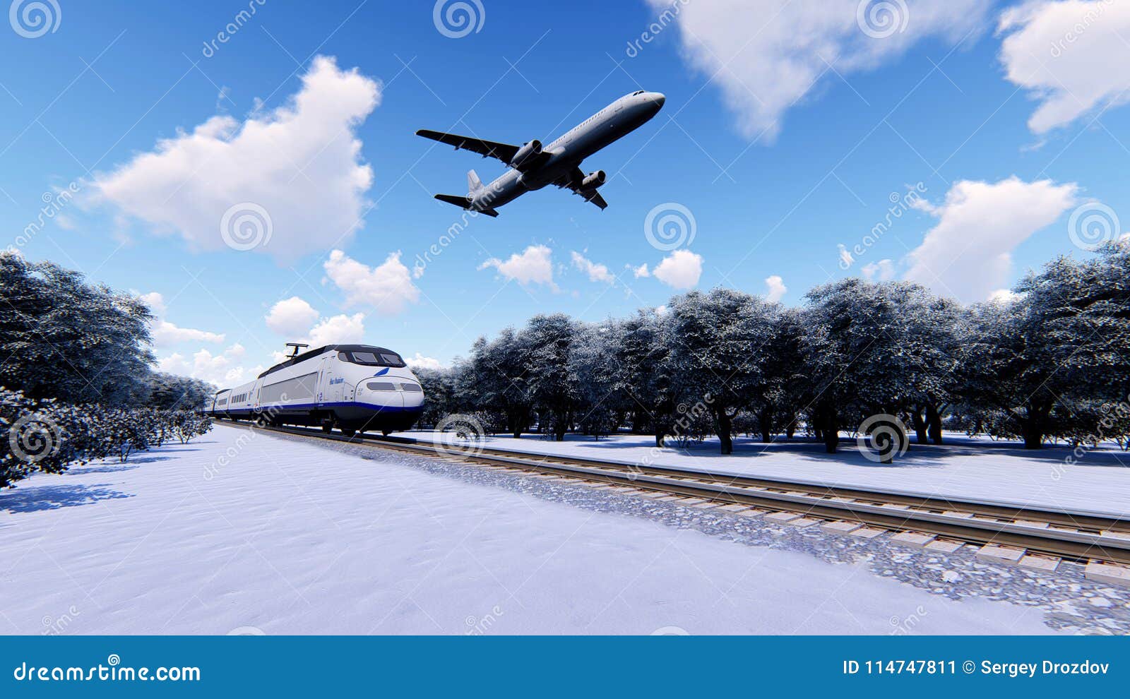 Train and the plane stock illustration. Illustration of freight - 114747811
