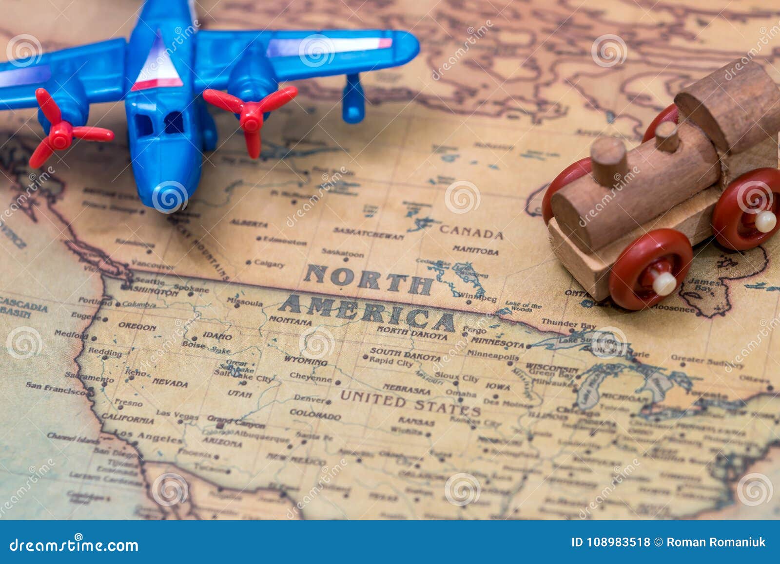 Plane and train on map stock photo. Image of tourist - 108983518