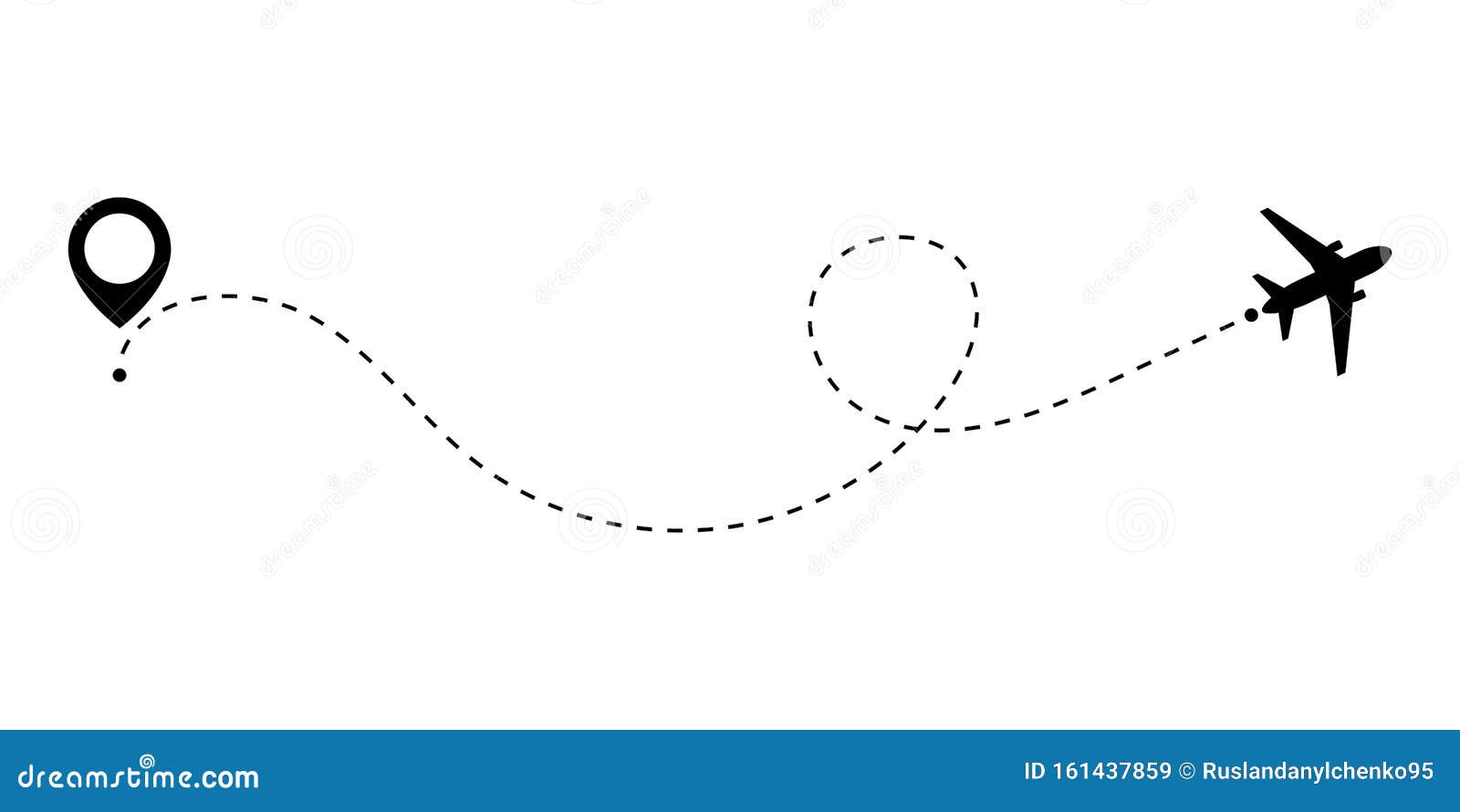 Plane Travel Concept With Pins For Maps, GPS Points. Path Concept Or ...