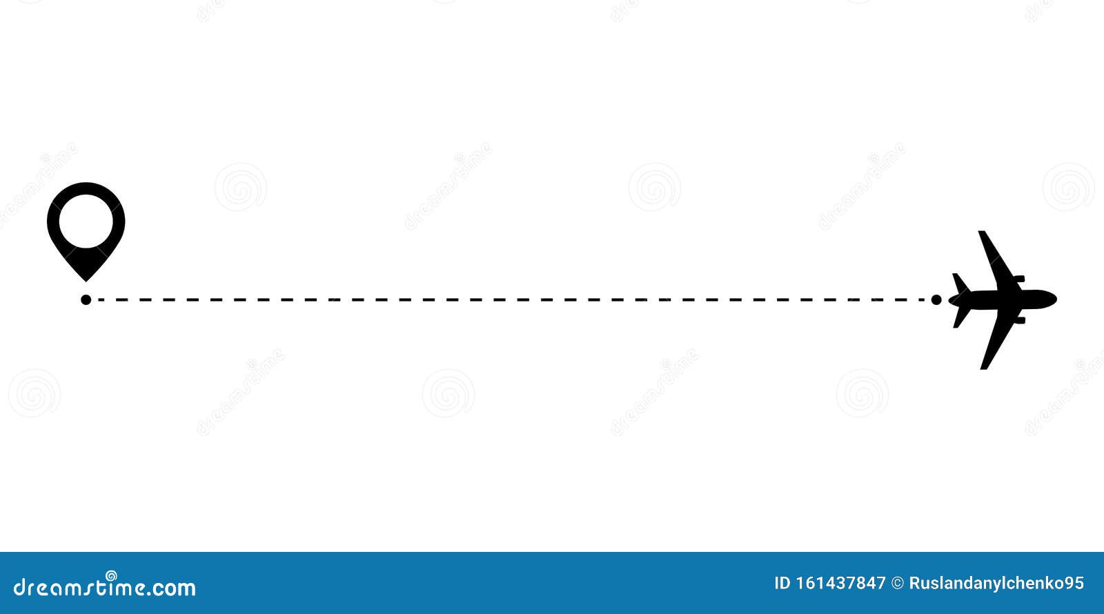 Plane Traveling from the Starting Point. GPS Navigator Airplane Path on ...