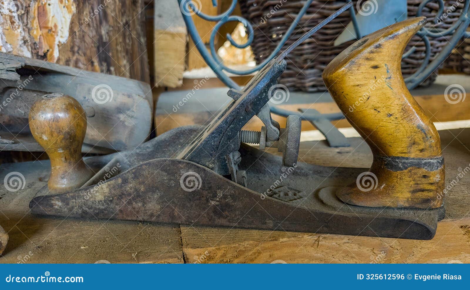 A Plane on a Tree. Using a Plane. Plane on Timber Background with ...