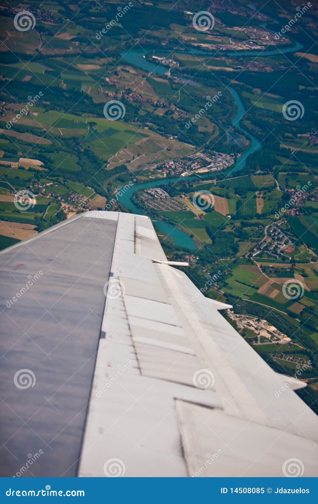Plane Turning Over French Country Side and River Stock Image - Image of ...