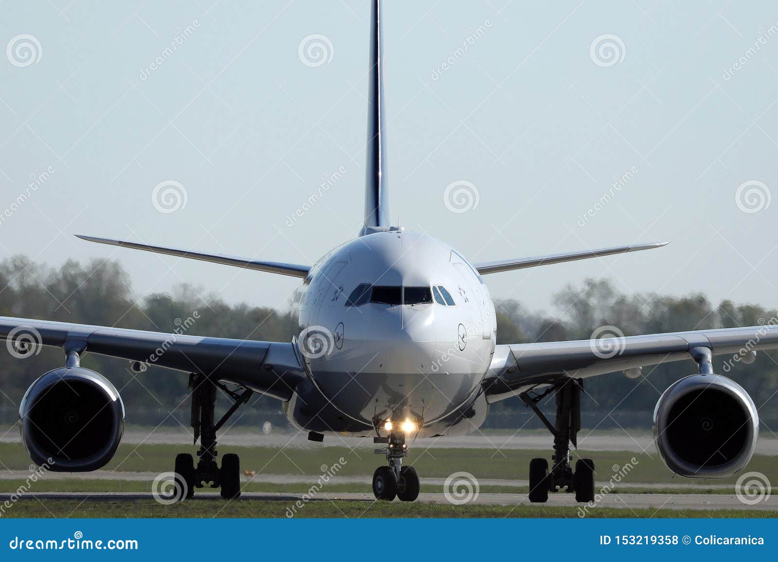 Plane with Two Engines, View Form Front Side Editorial Stock Photo ...