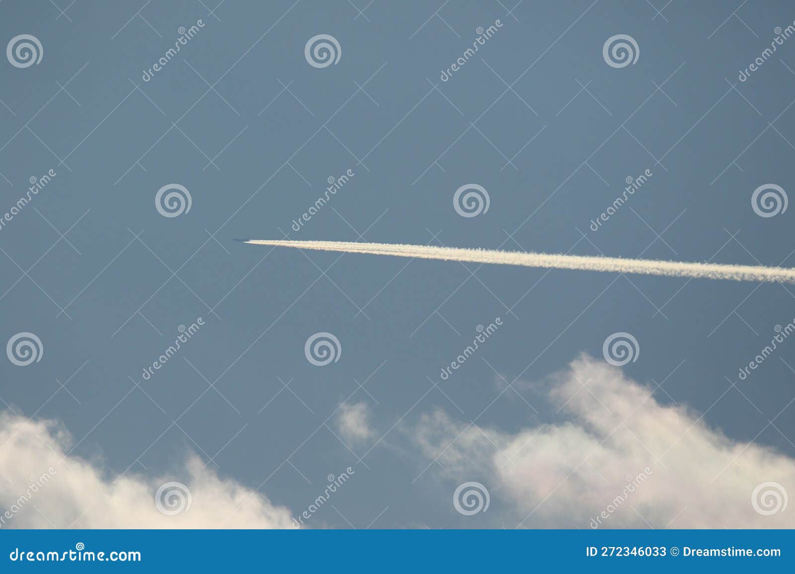 High Altitude Flying Airplane with Trail Cloud Stock Image - Image of ...